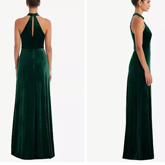 Dessy Collection | Dresses | Dessy Evergreen Velvet Halter Bridesmaid ...